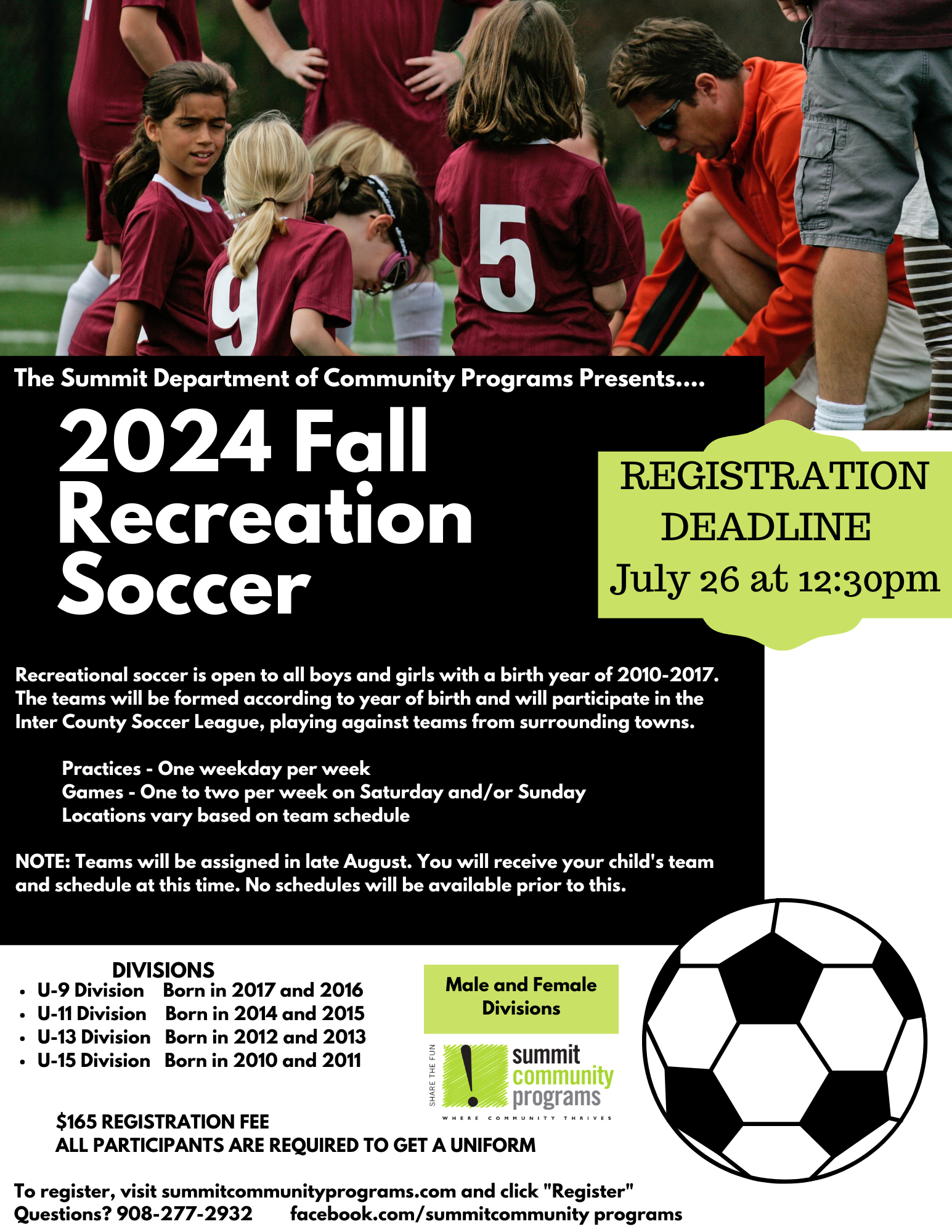 Fall Soccer | Summit Community Programs, NJ